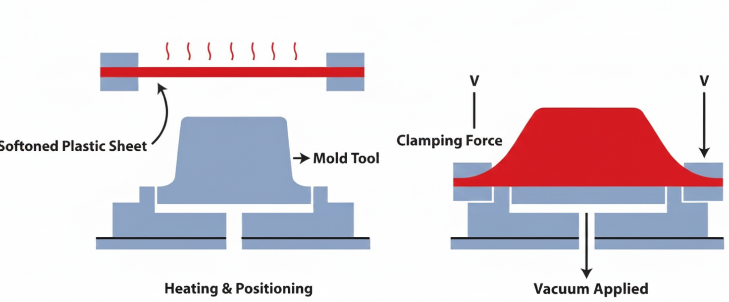 Diagram of thermoforming process